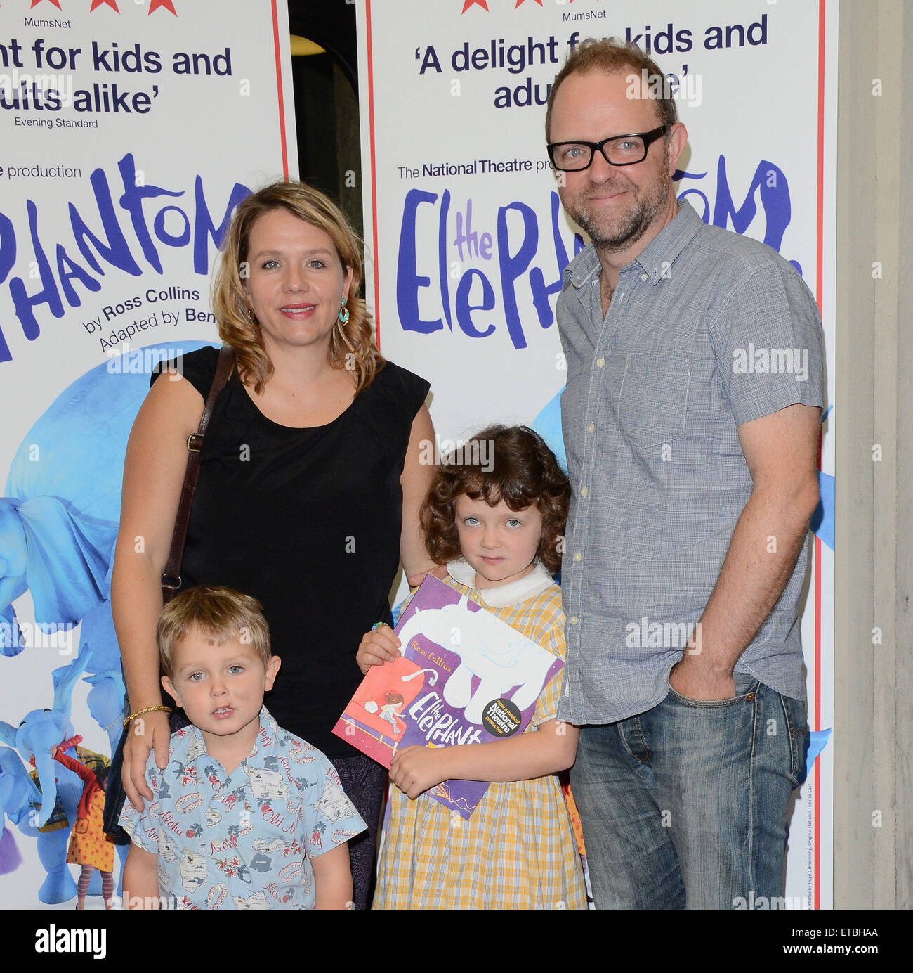 London UK. Kerry Godliman, Ben Abell and children at the opening of the ...
