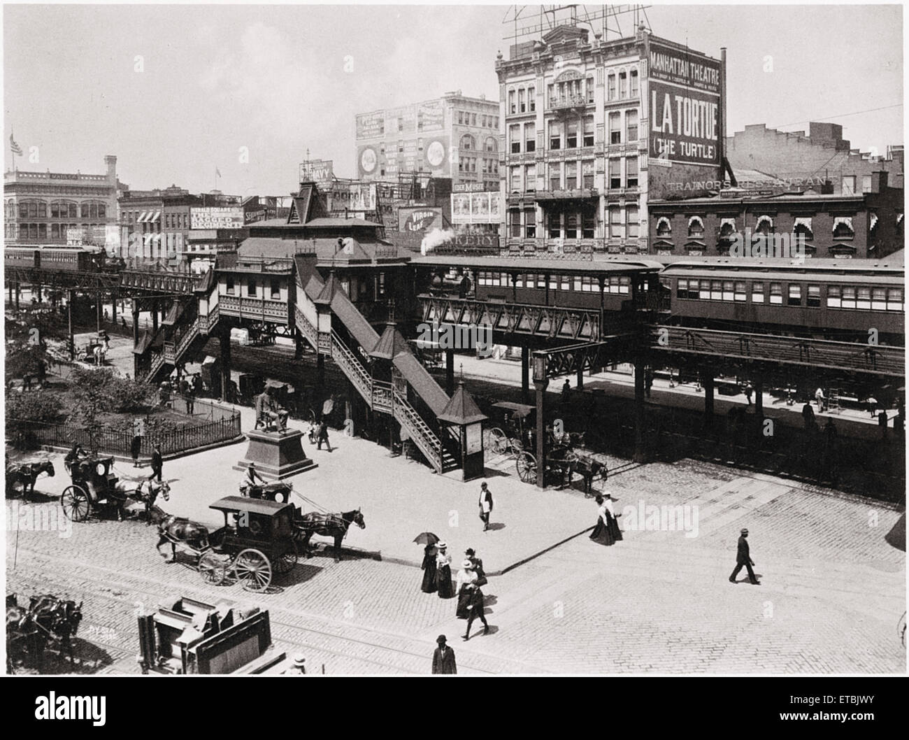 Greeley Square (now Herald Square) and Elevated Train Tracks, New York ...