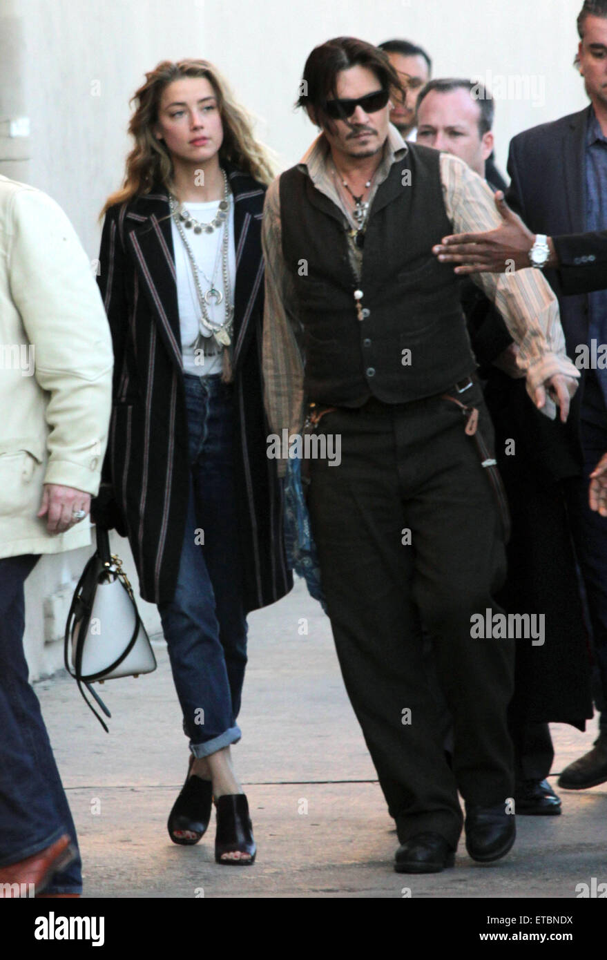 Johnny Depp arrives with Amber Heard for appearance on Jimmy Kimmel ...