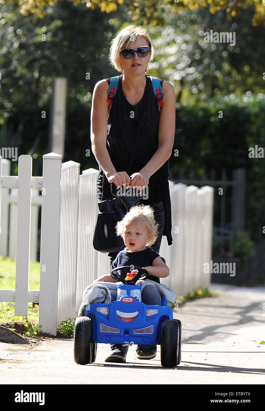 Malin Åkerman takes her son, Sebastian, out in his push buggy in Los ...
