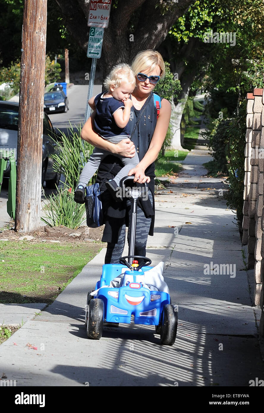 Malin Åkerman takes her son, Sebastian, out in his push buggy in Los ...