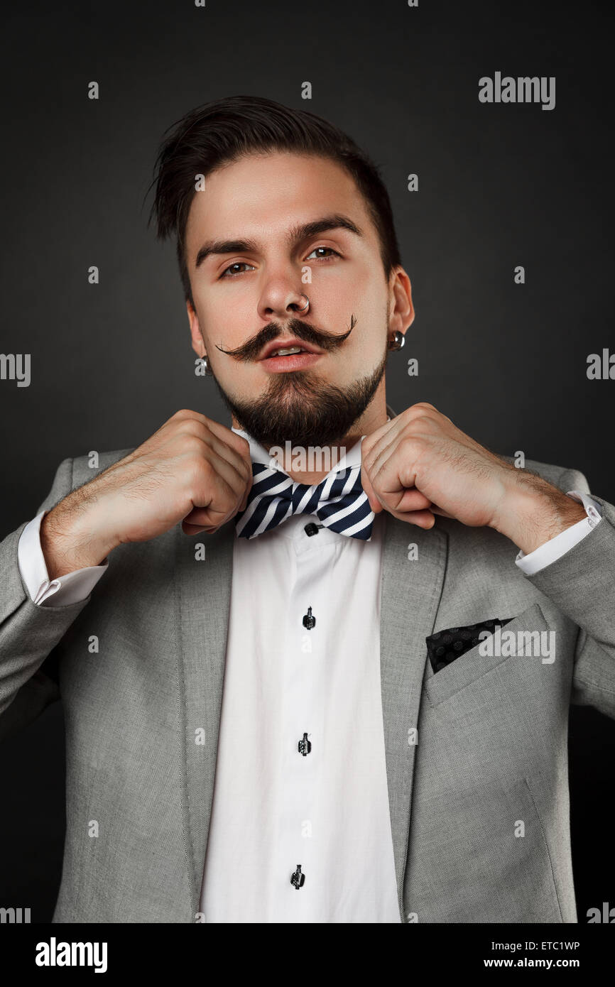 Suit men mustache one hi-res stock photography and images - Alamy