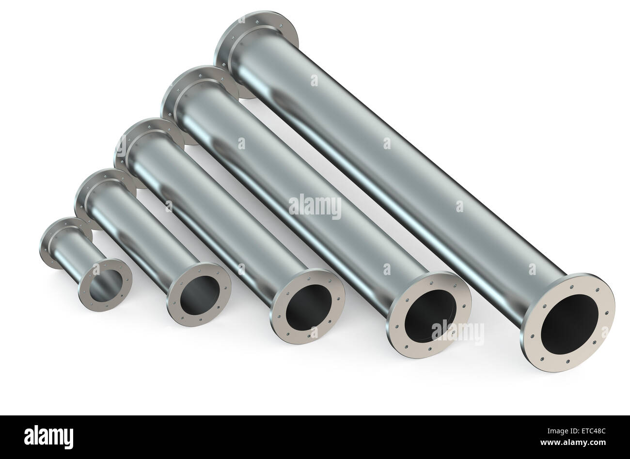 set of metallic pipes isolated on white background Stock Photo - Alamy