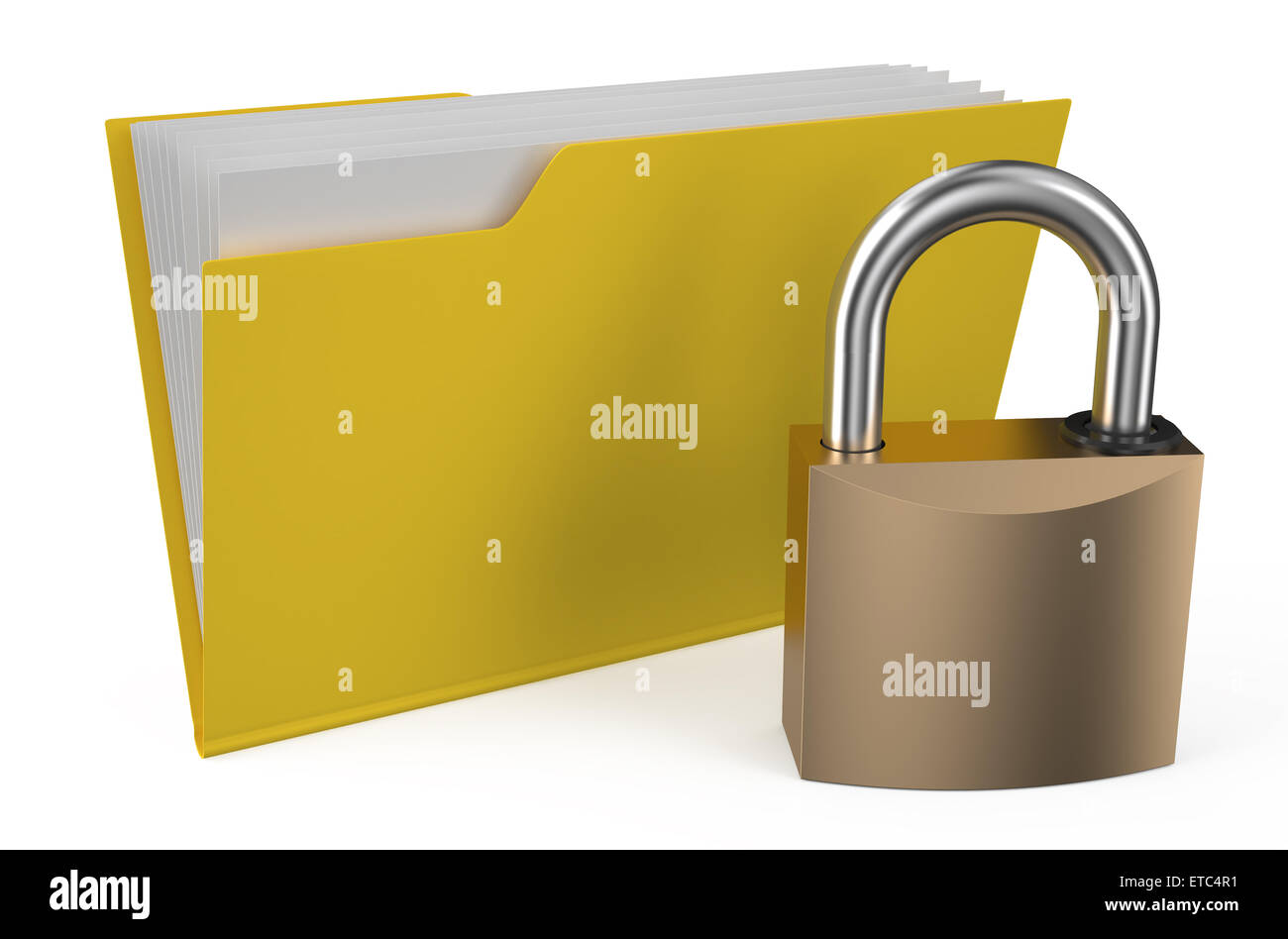 Folder icon with padlock isolated on white background Stock Photo - Alamy