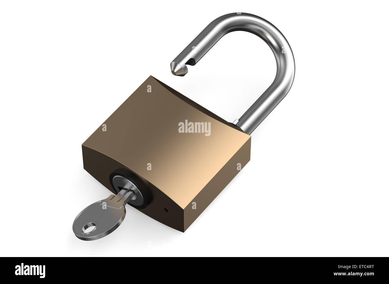opened lock with key isolated on white background Stock Photo - Alamy