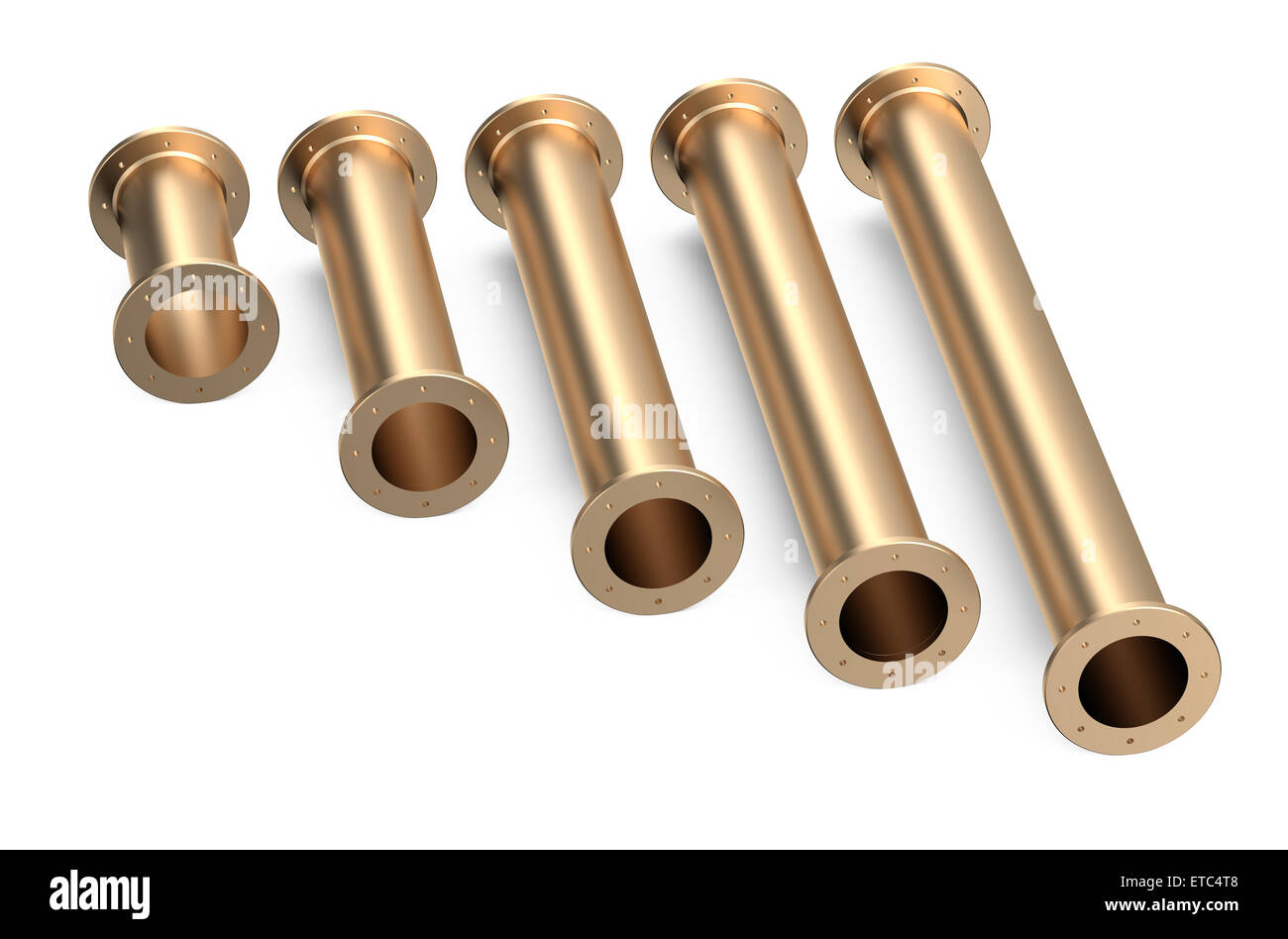 set of cooper pipes isolated on white background Stock Photo - Alamy