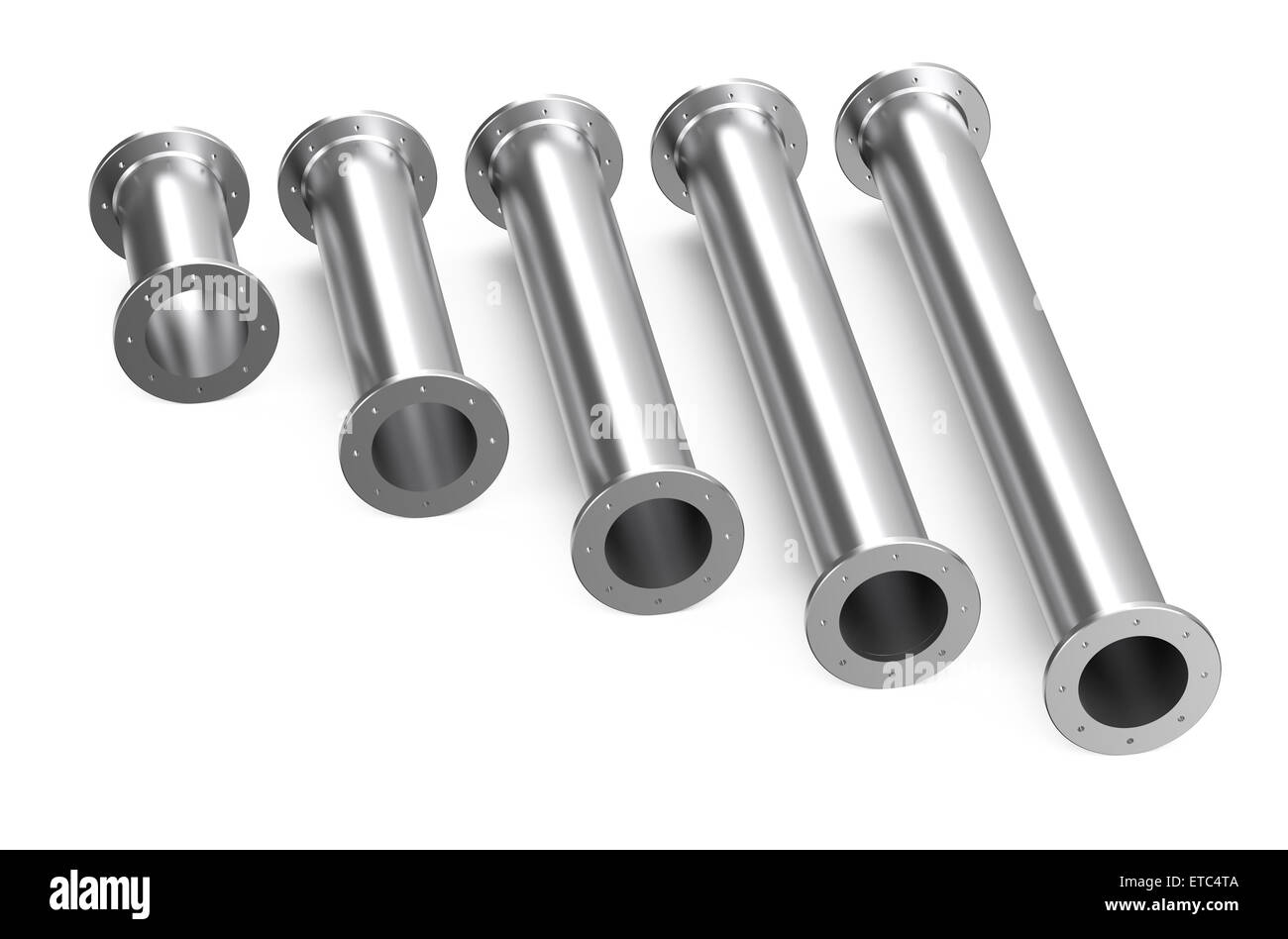 set of metallic pipes isolated on white background Stock Photo - Alamy