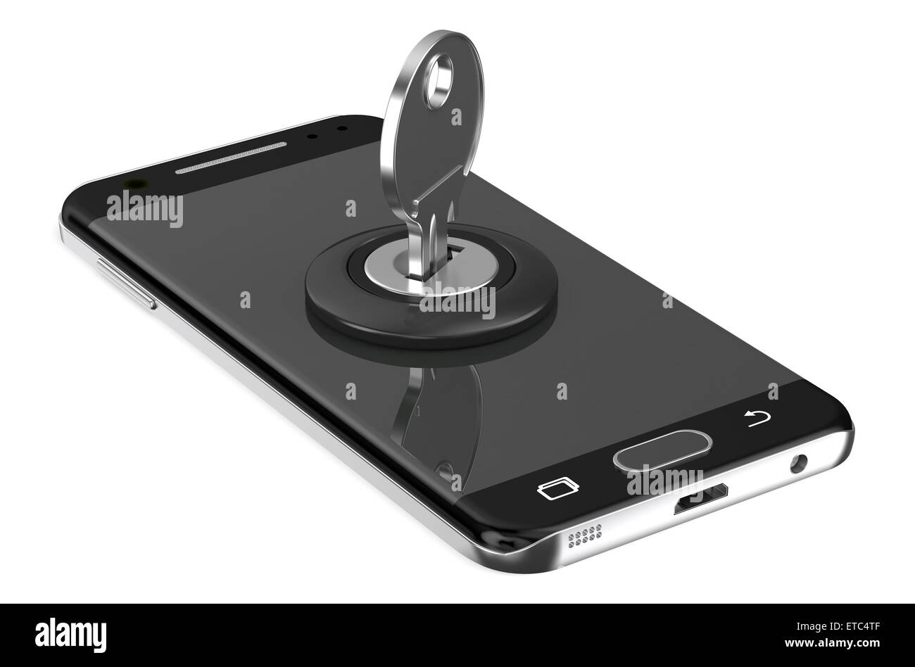 smartphone with key isolated on white background Stock Photo - Alamy