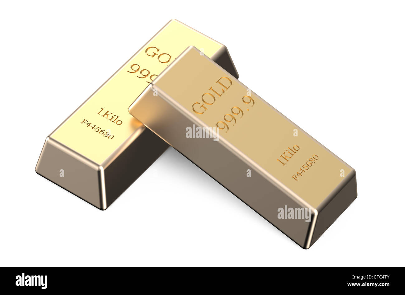 Set of two gold bars isolated on white background Stock Photo - Alamy