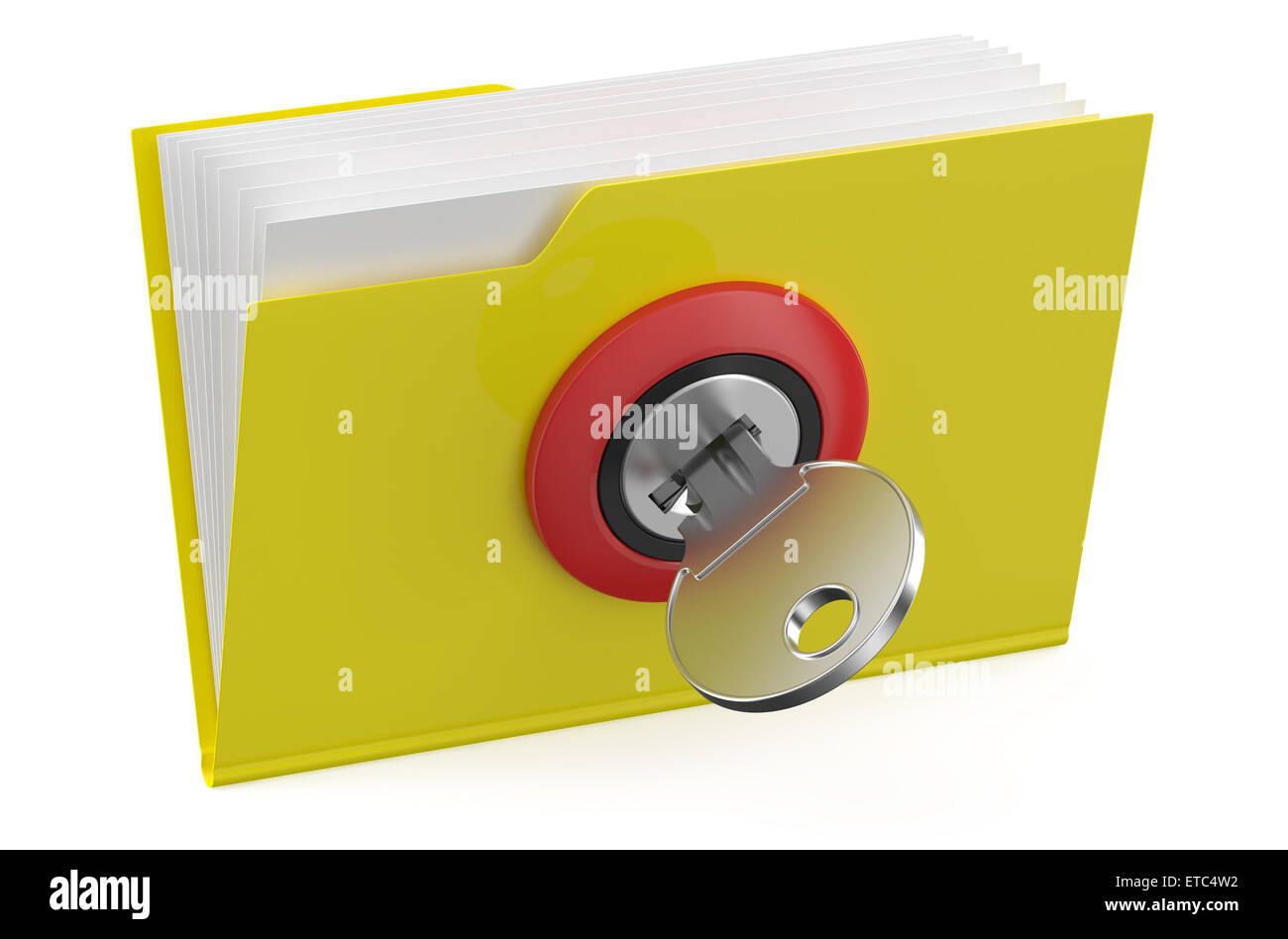 Yellow folder icon with key isolated on white background Stock Photo ...