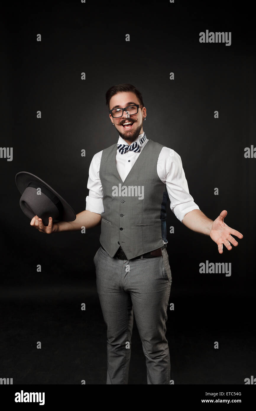 handsome guy with beard and mustache in suit Stock Photo - Alamy