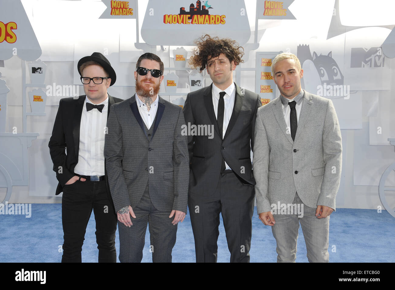 LOS ANGELES, CA - APRIL 12, 2015: Fall Out Boy at the 2015 MTV Movie ...