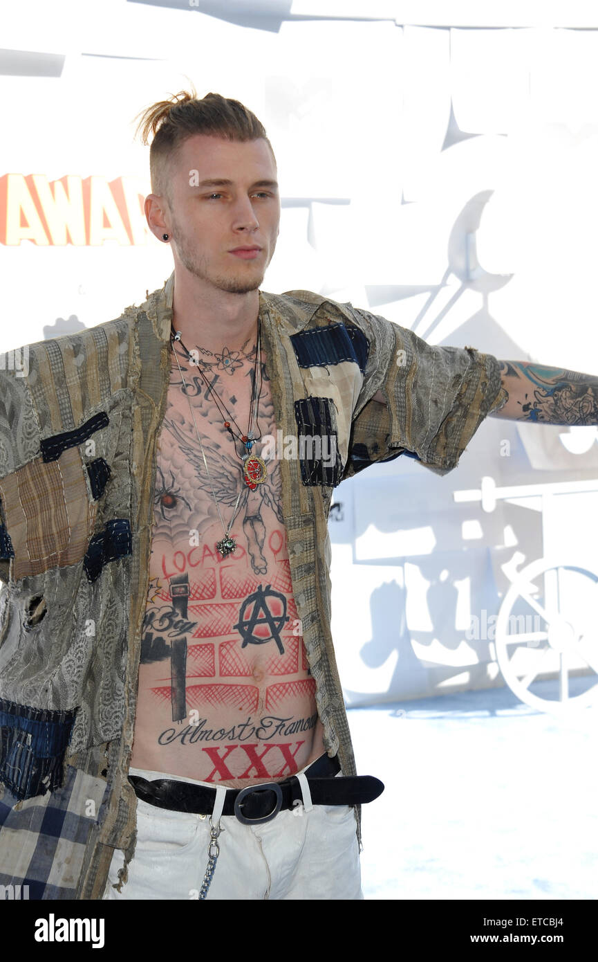 LOS ANGELES, CA - APRIL 12, 2015: Machine Gun Kelly at the 2015 MTV ...