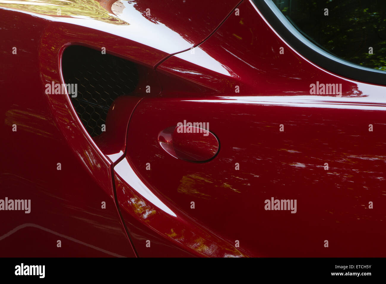 Turin, Italy. 11th June, 2015. Detail of Alfa Romeo 4C side vent. Parco ...