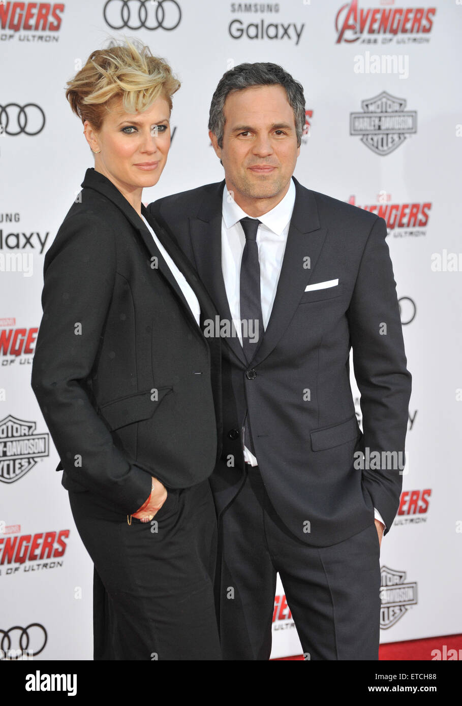 LOS ANGELES, CA - APRIL 13, 2015: Mark Ruffalo & wife Sunrise Coigney ...