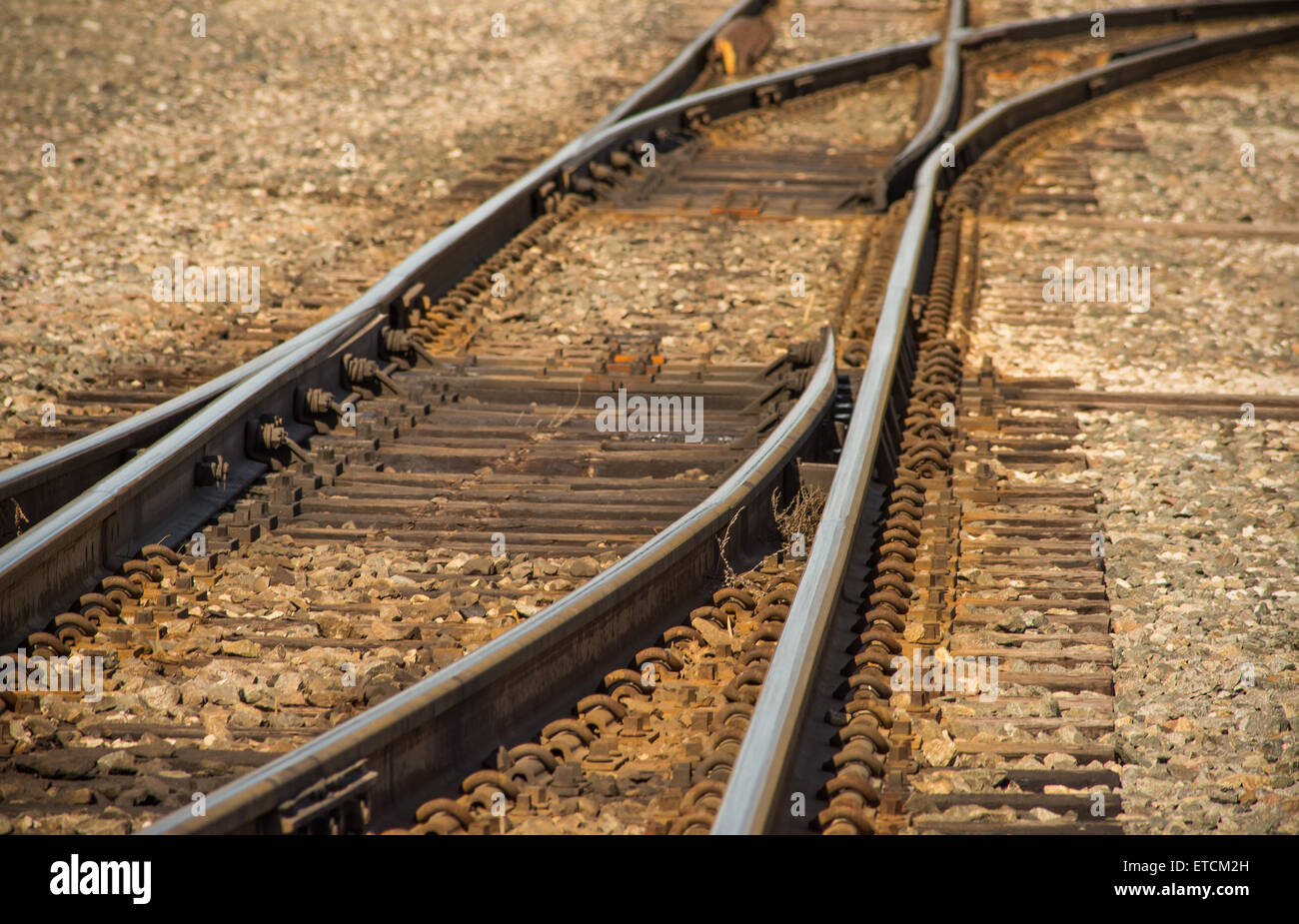 Tracks switching direction to Detroit destination Stock Photo - Alamy