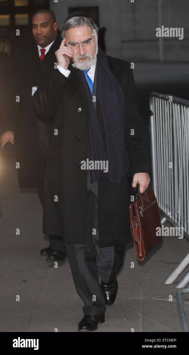 Former Chief Rabi Lord Sacks leaving the BBC studios Featuring ...