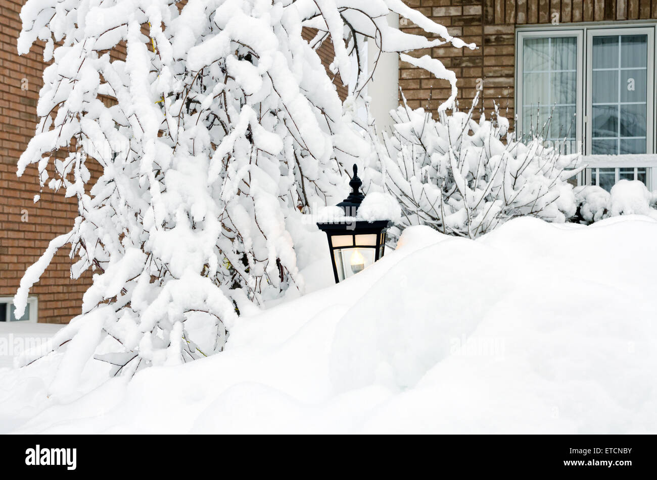 Snow winter in small Canadian town Stock Photo - Alamy