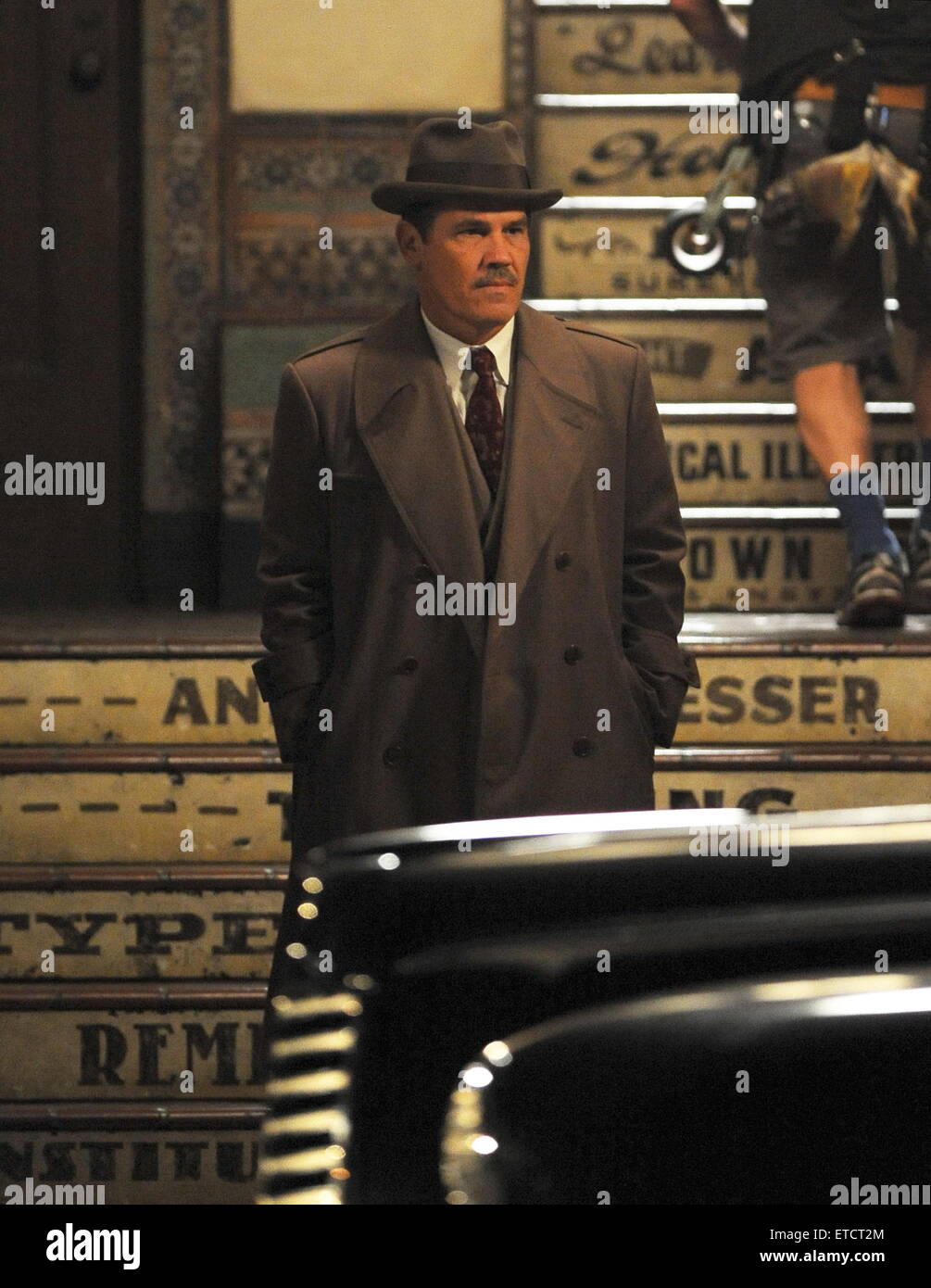 Actor Josh Brolin filming late scenes for "Hail Caesar" in downtown Los ...