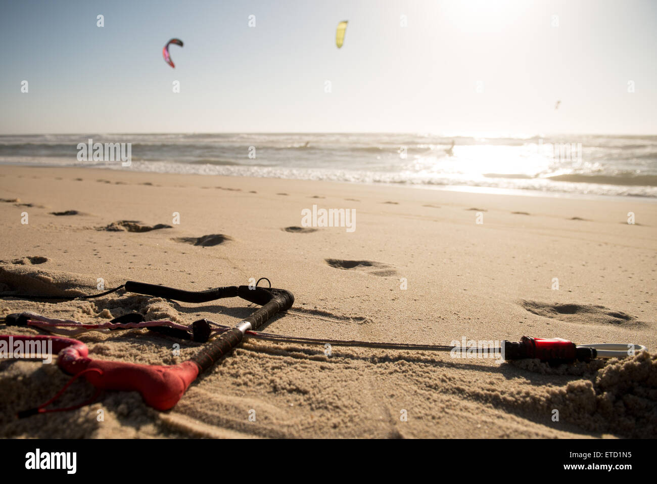 Kite on the sand beach near the ocean Stock Photo - Alamy