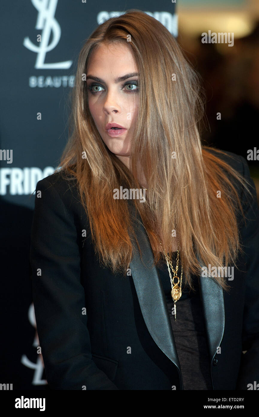 Cara Delevingne promotes YSL at Selfridges London. Featuring: Cara ...