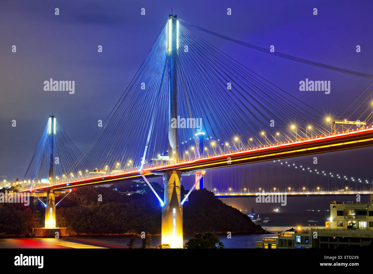 Ting Kau bridge at night, Hong Kong landmark Stock Photo - Alamy