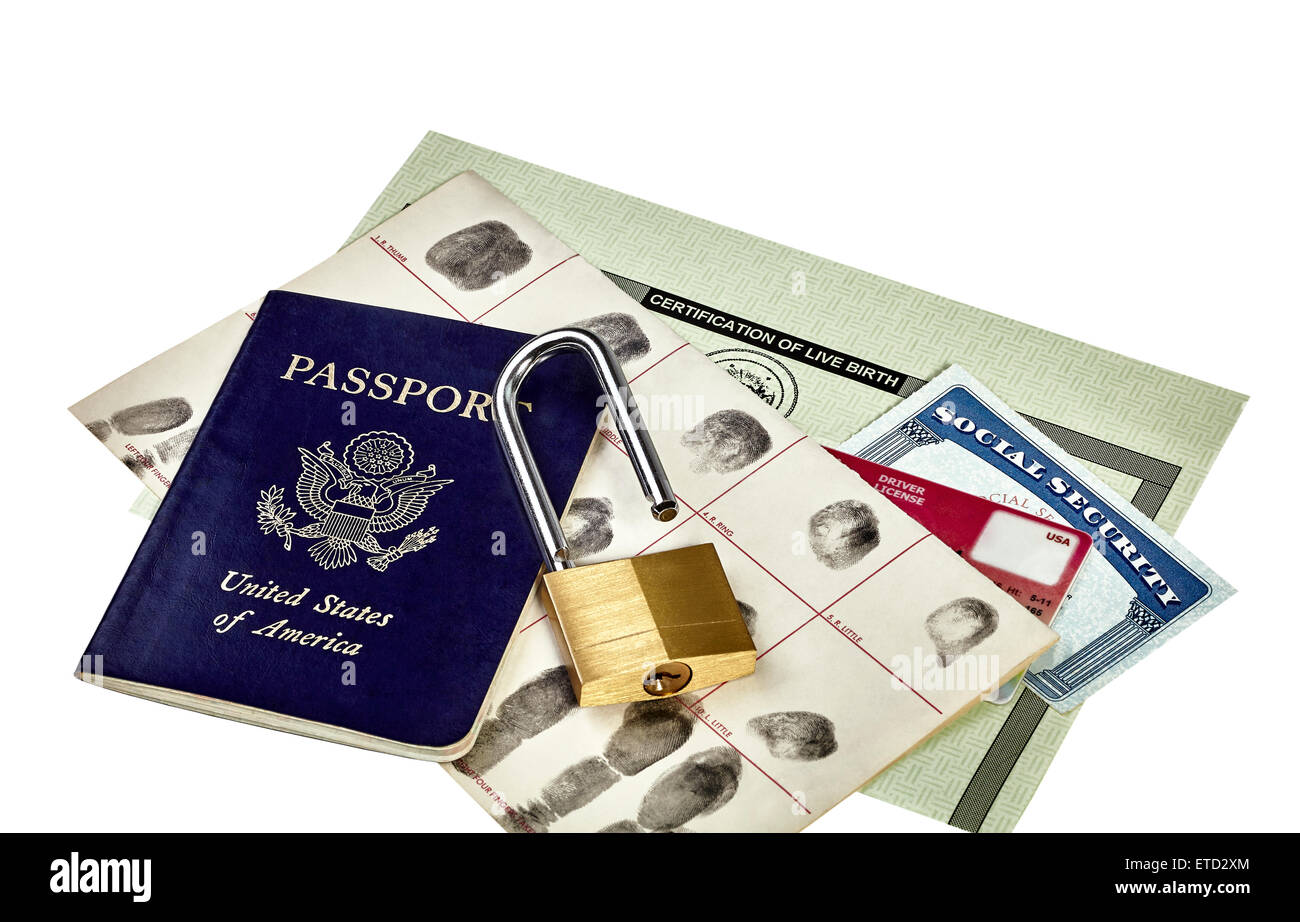 Passport Fingerprint Card Drivers License Social Security Card