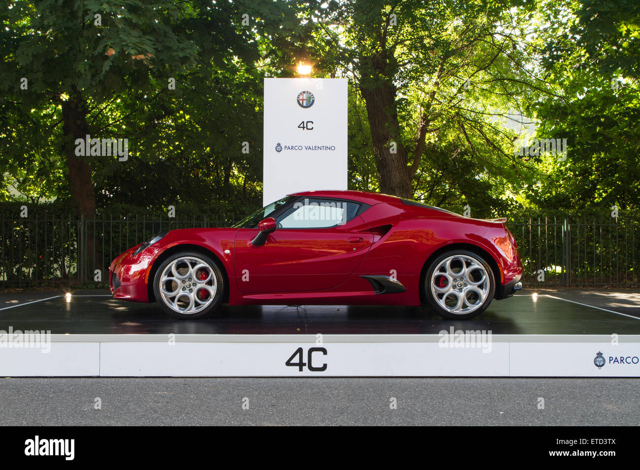 Turin, Italy. 11th June, 2015. Side view of Alfa Romeo 4C. Parco ...