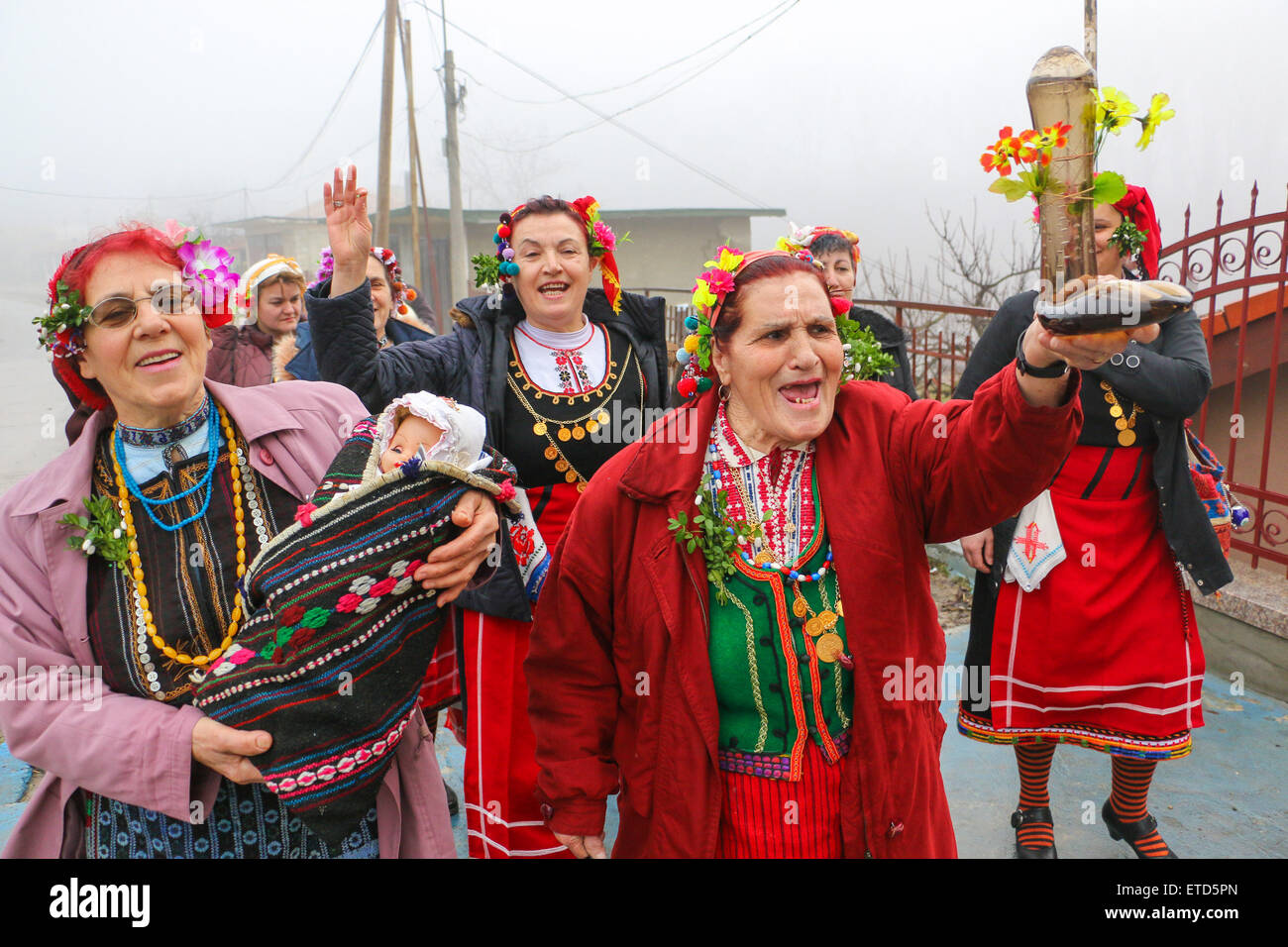 Bulgarian women dress up for a carnival in celebration of Midwife Day ...