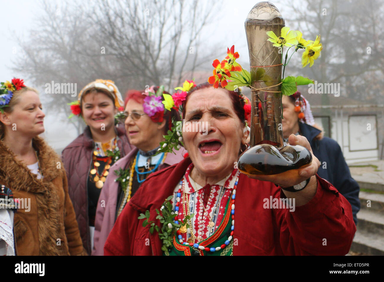 Bulgarian women dress up for a carnival in celebration of Midwife Day ...