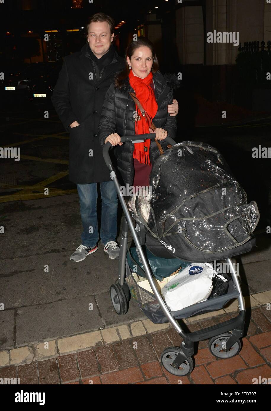 Actress Sonya Macari and husband Colin Devlin seen pushing new baby ...