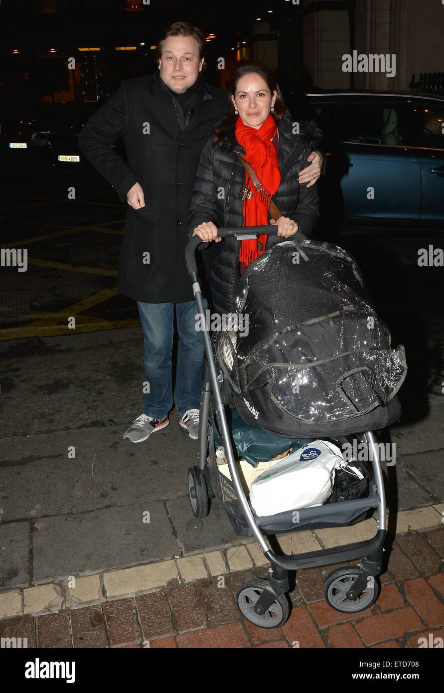 Actress Sonya Macari and husband Colin Devlin seen pushing new baby ...