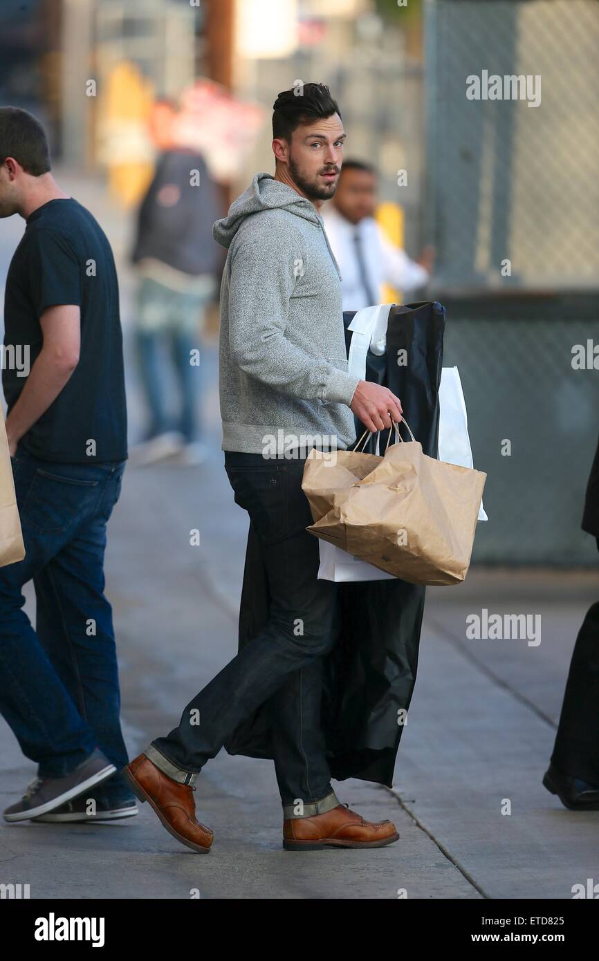 Mathew Paetz seen arriving at the ABC studios carrying clothing bags ...