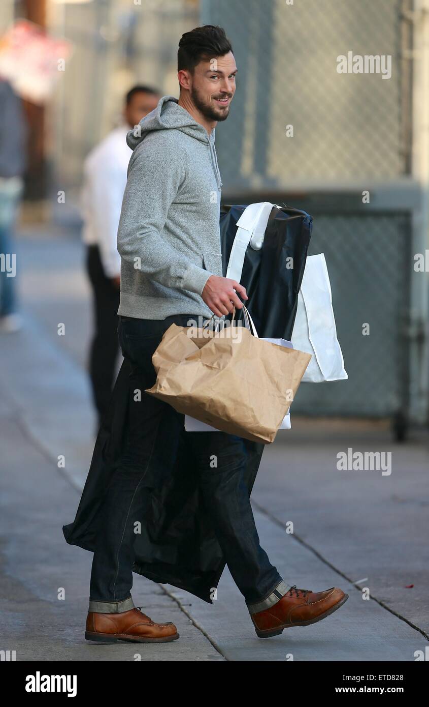 Mathew Paetz seen arriving at the ABC studios carrying clothing bags ...