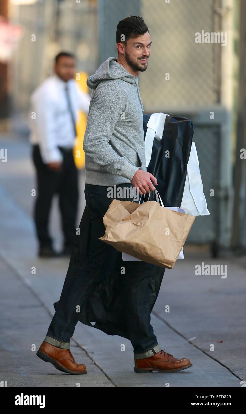 Mathew Paetz seen arriving at the ABC studios carrying clothing bags ...