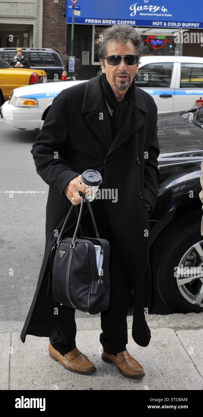 Al Pacino exits his car and heads to WNYC Radio studios wearing a full ...