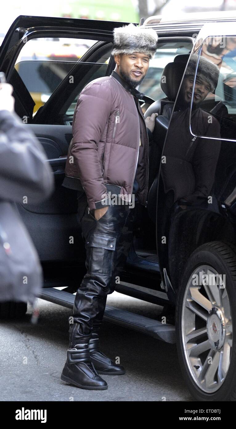 Usher leaving his downtown hotel in Manhattan Featuring: Usher Where ...
