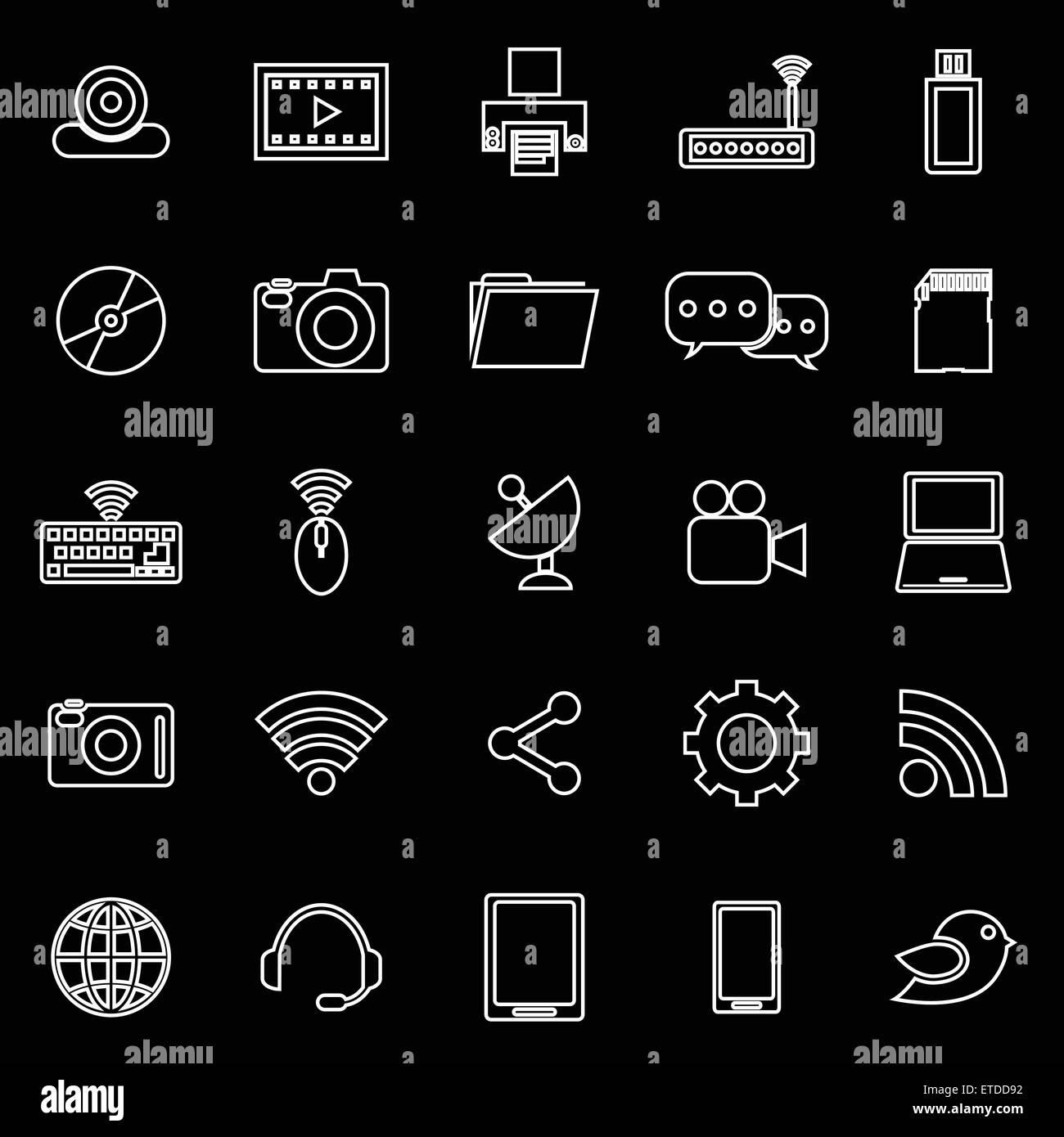 Hi-tech line icons on black background, stock vector Stock Vector Image ... Hi-tech line icons on black background, stock vector Stock Vector Image ...