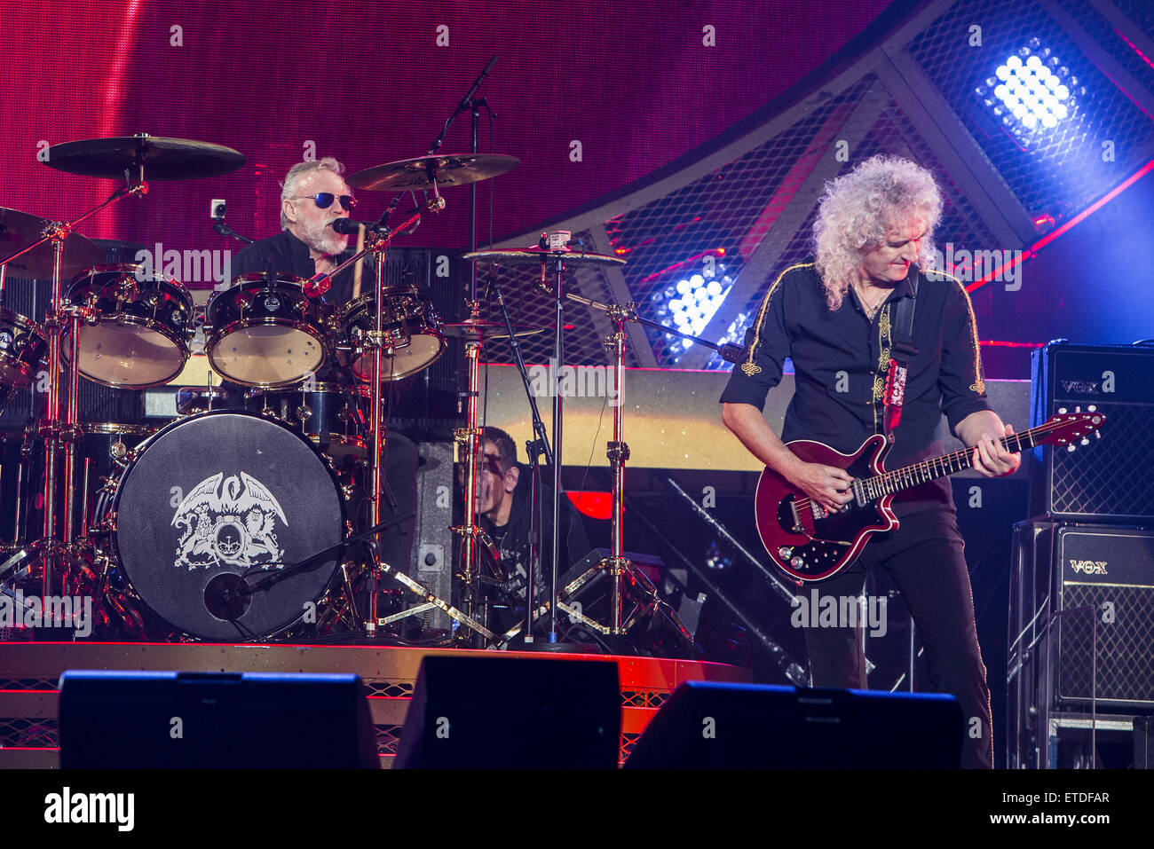 British rock legends Queen and Adam Lambert perform at the Barclaycard ...
