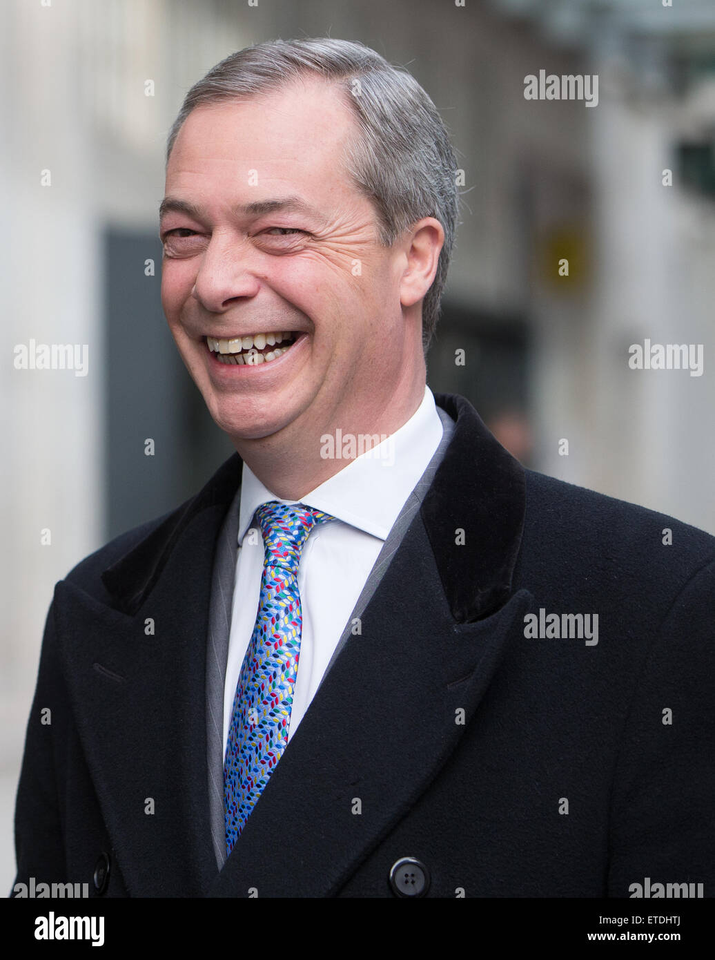 UKIP leader Nigel Farage at BBC Broadcasting House for an appearance on ...