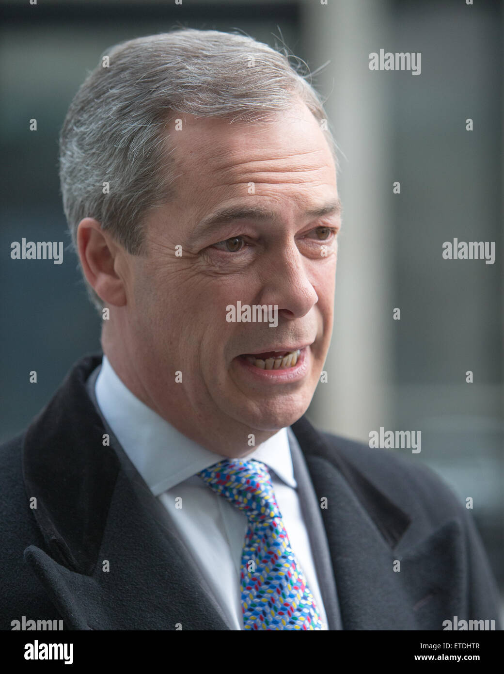 UKIP leader Nigel Farage at BBC Broadcasting House for an appearance on ...