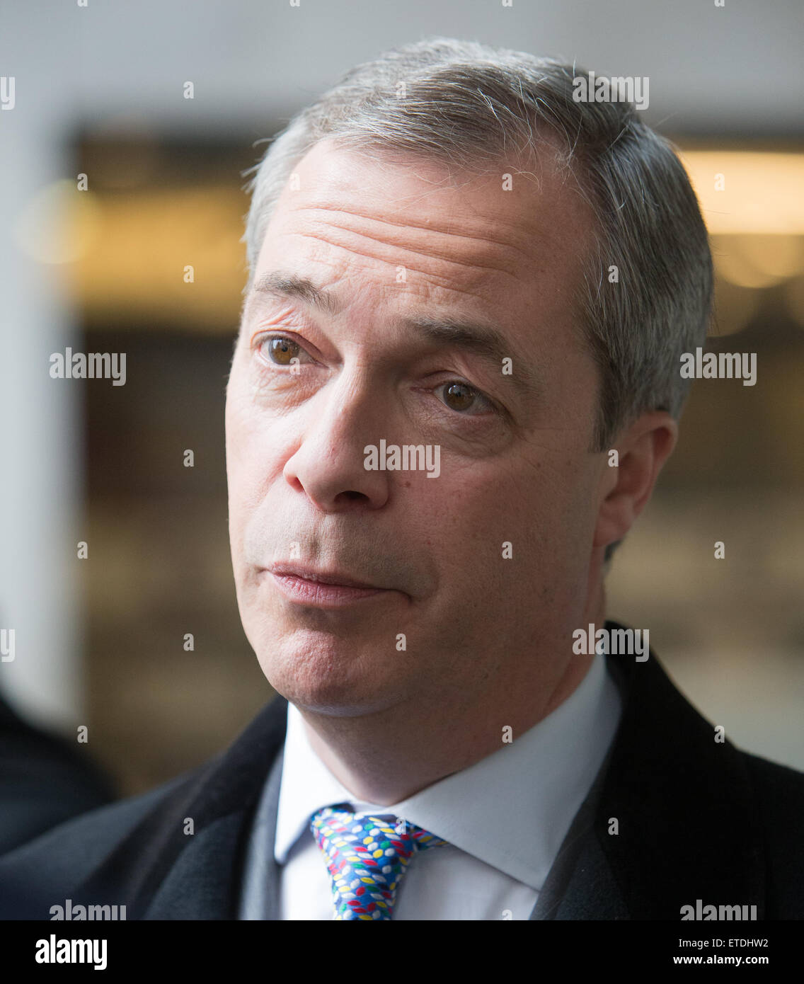 UKIP leader Nigel Farage at BBC Broadcasting House for an appearance on ...