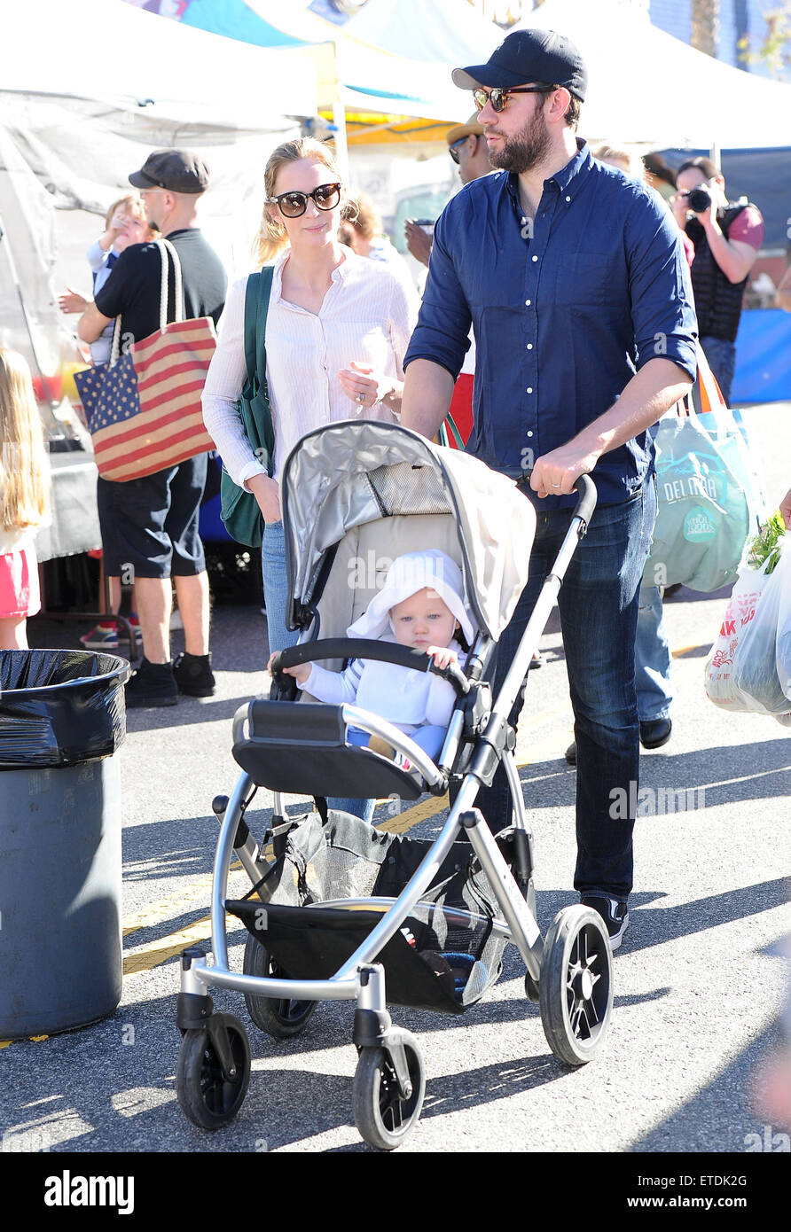 Emily Blunt and Jon Krasinski take their baby daughter, Hazel to the ...