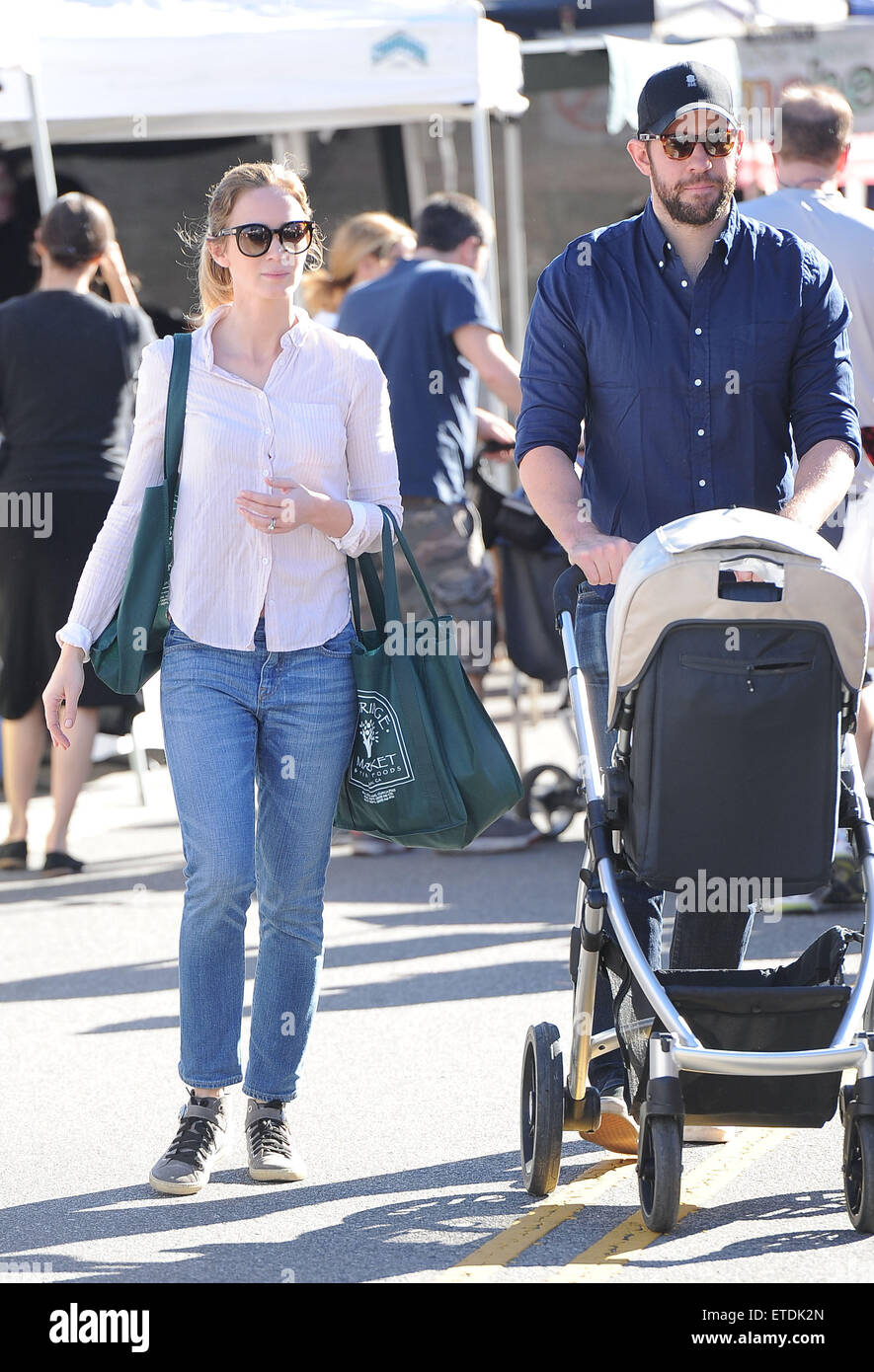 Emily Blunt and Jon Krasinski take their baby daughter, Hazel to the ...