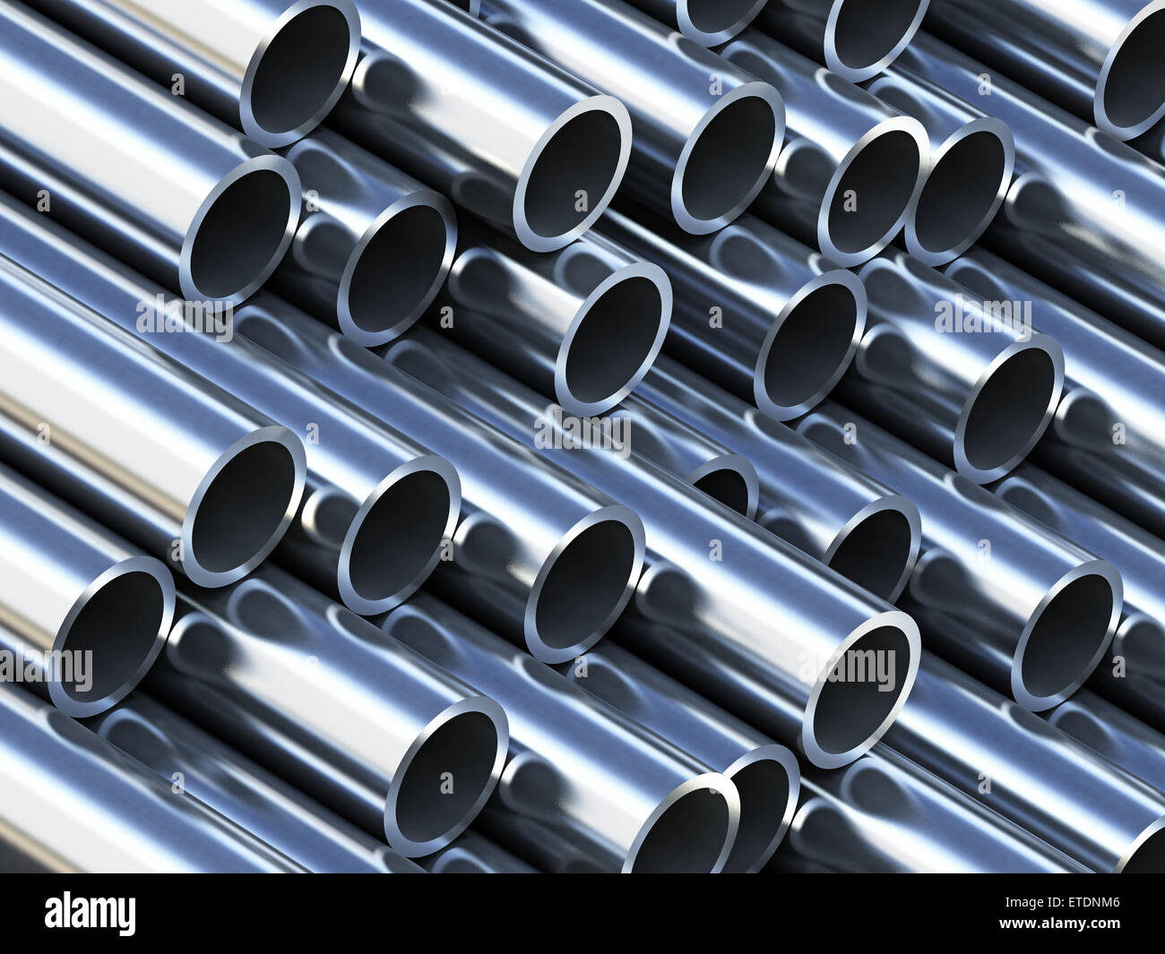 Steel tubes stack with reflection Stock Photo - Alamy