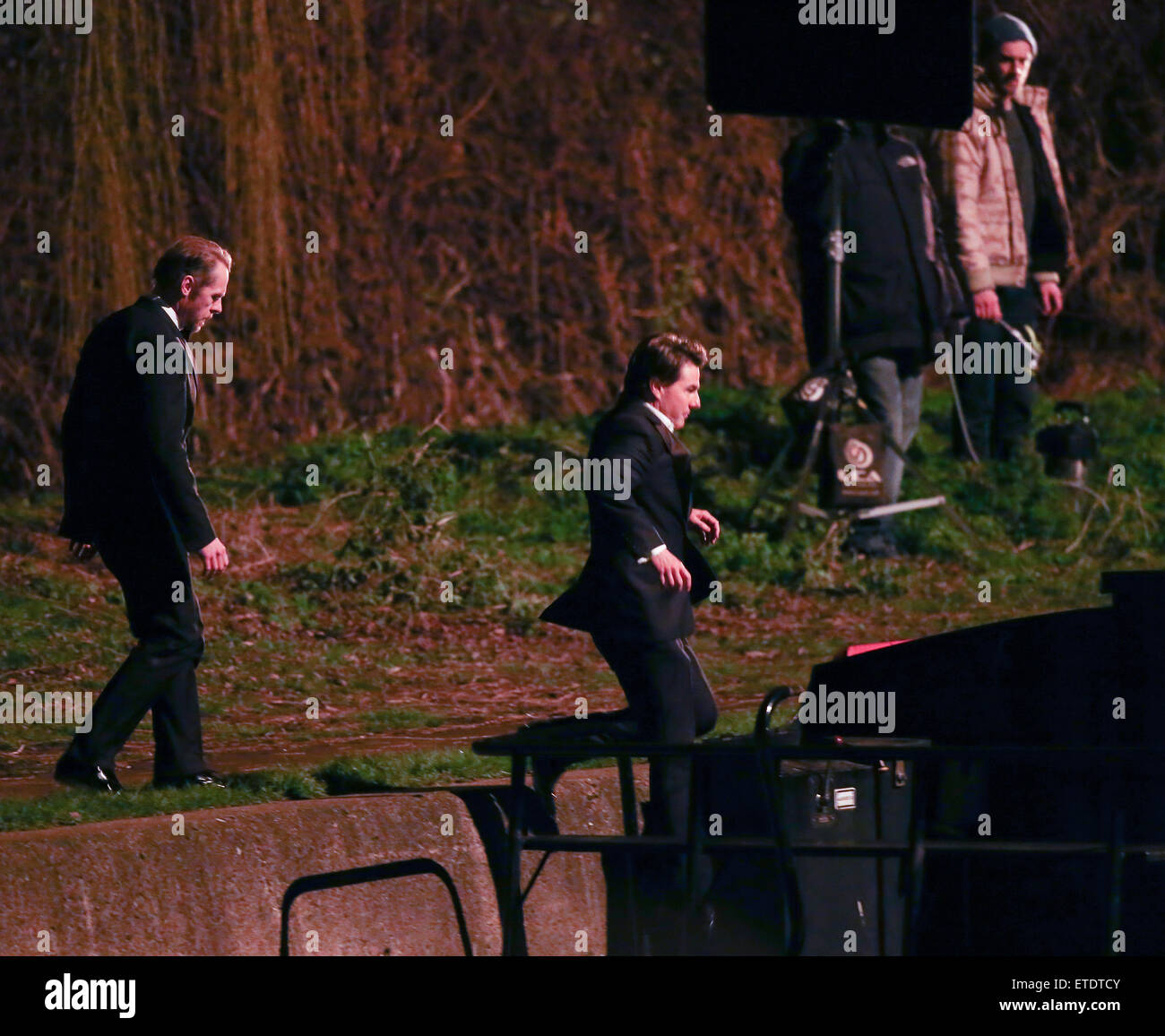 Tom Cruise and Simon Pegg flim a scene for Mission Impossible 5 in east ...