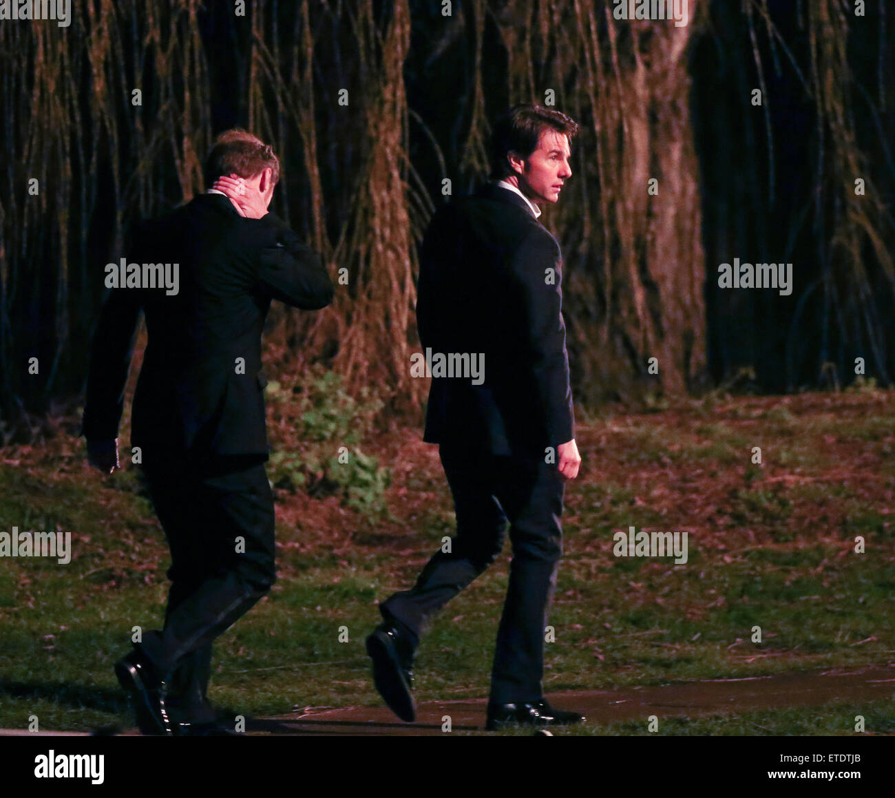 Tom Cruise and Simon Pegg flim a scene for Mission Impossible 5 in East ...