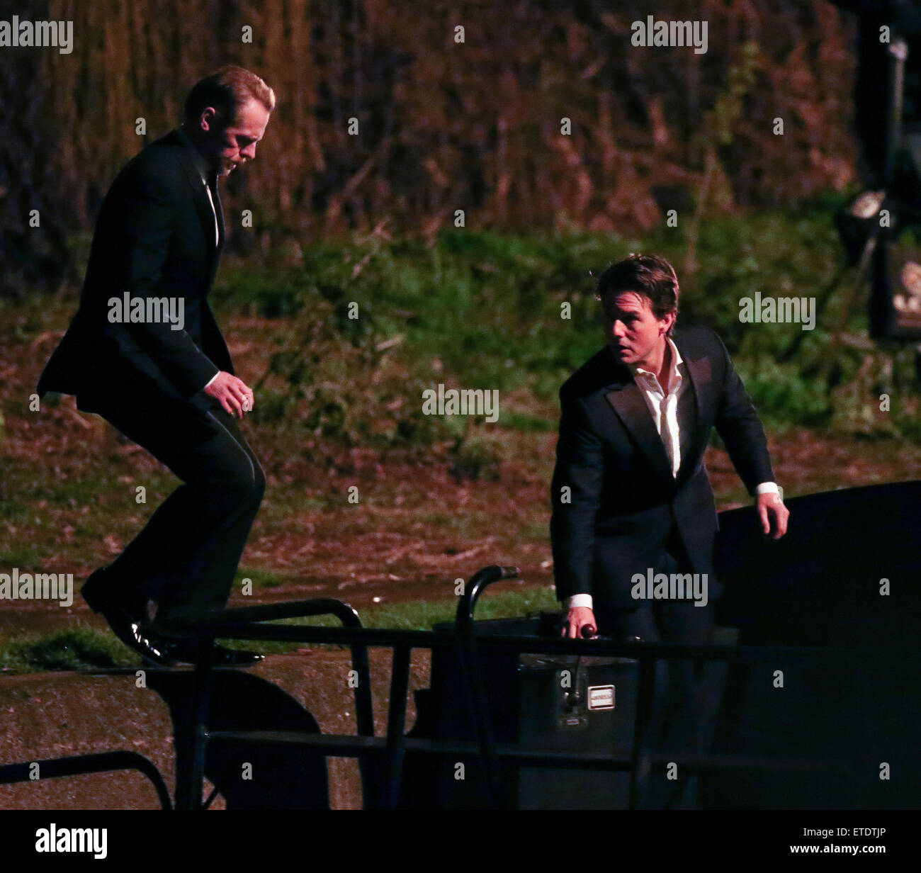 Tom Cruise and Simon Pegg flim a scene for Mission Impossible 5 in East ...
