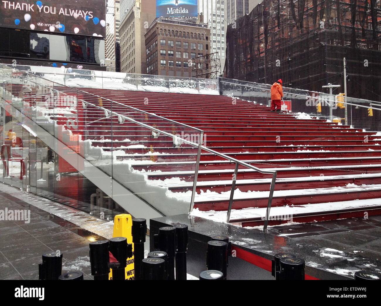 New York City Theatre District after snow storm Juno Featuring: TKTS ...