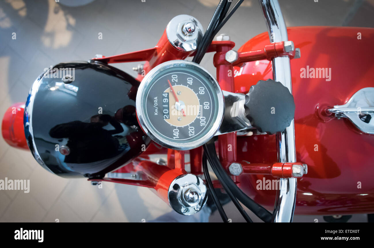 speedometer of a vintage red motorcycle Stock Photo - Alamy
